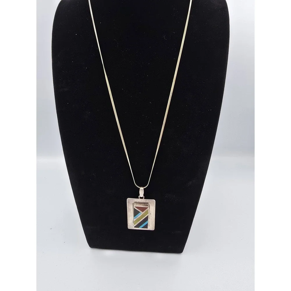 William Begay | Jewelry | Wb Sterling Silver Inlay Pendant Necklace ...